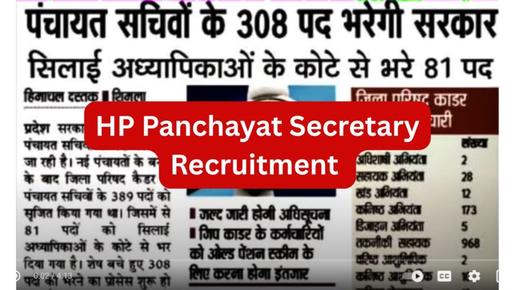 HP Panchayat Secretary Recruitment 2025 Eligibility, Application Form ...