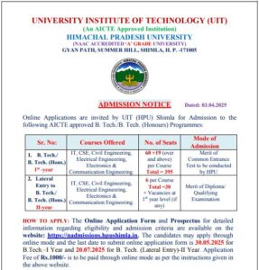 HPU B.Tech Entrance Test 2025 Registration, Dates, Process, Apply Now ...