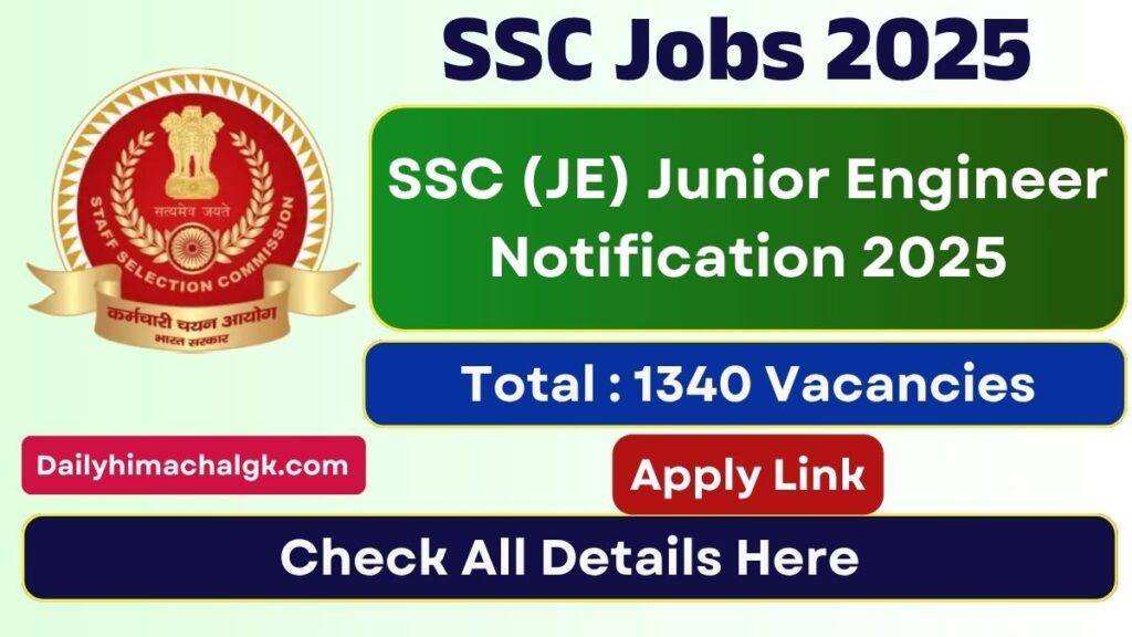SSC JE Recruitment 2025 Notification Out for 1340 Posts, Apply Now