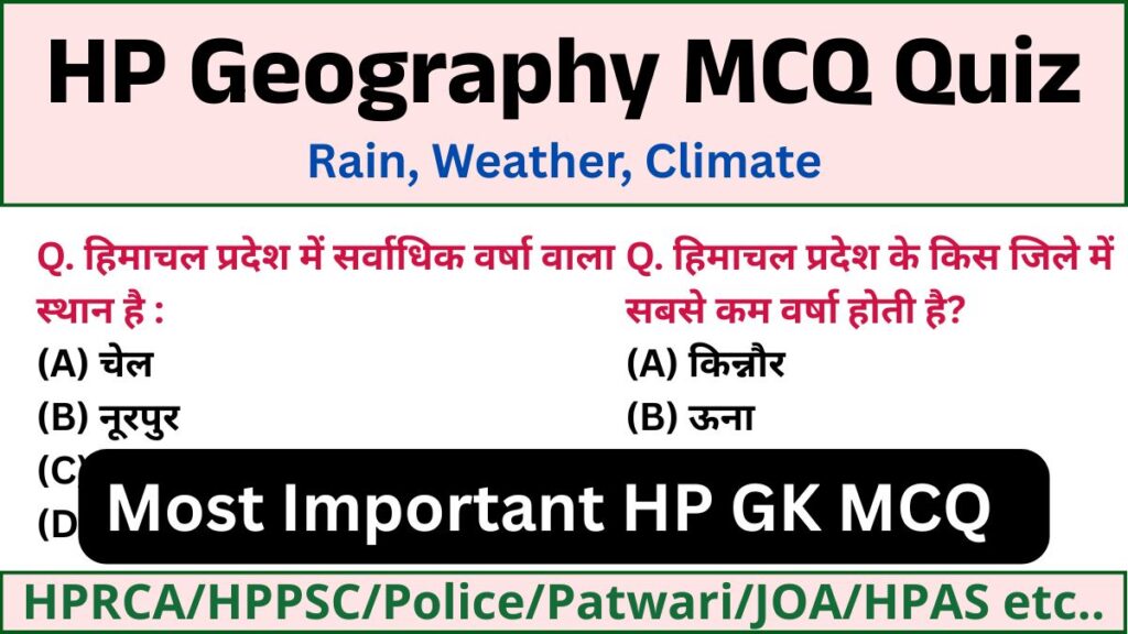 HP Geography MCQ Quiz: Rain, Weather, Climate